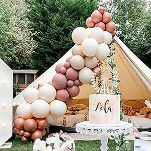 Nude Dusty Pink Balloon Garland Double Stuffed Blush Brown Rose Gold Metallic Balloons Latex Neutral Balloon Arch Kit For Baby Shower Boho Bridal Wedding Engagement Birthday Party Decorations