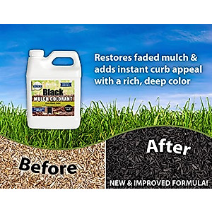MulchWorx Black Mulch Color Concentrate- Quart - Treats 2,800 Sq. Ft. - Pure Midnight Black Mulch Dye Spray
