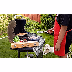 Personalized Grill Set for Men, BBQ Set with Custom Engraved Wooden Case Holder (Circle Design) | Customized Birthday for Him, Dad, Boyfriend, Husband | Groomsmen Gift