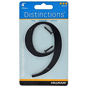 Distinctions 843149 Black Flush-Mount 4-Inch House Number 9