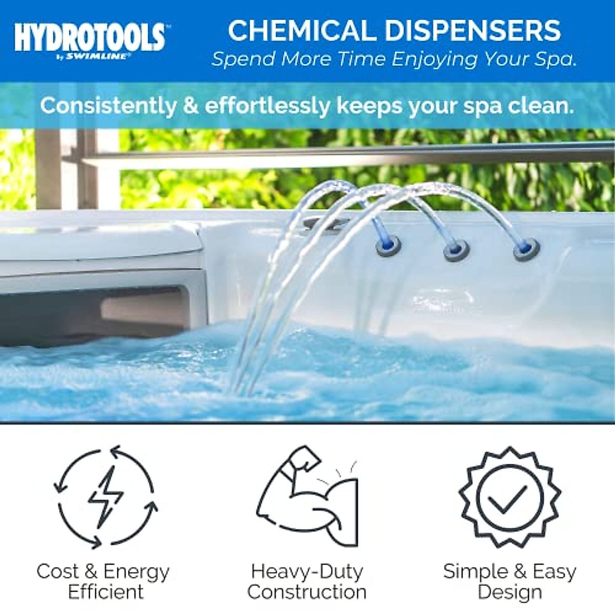 HYDROTOOLS BY SWIMLINE 8715 Mini Chemical Dispenser For Spas and Personal Pools| Compatible With Bromine & Chlorine Supports 1’’ Tablets | Adjustable Control Ring For Customizable Flow Rate
