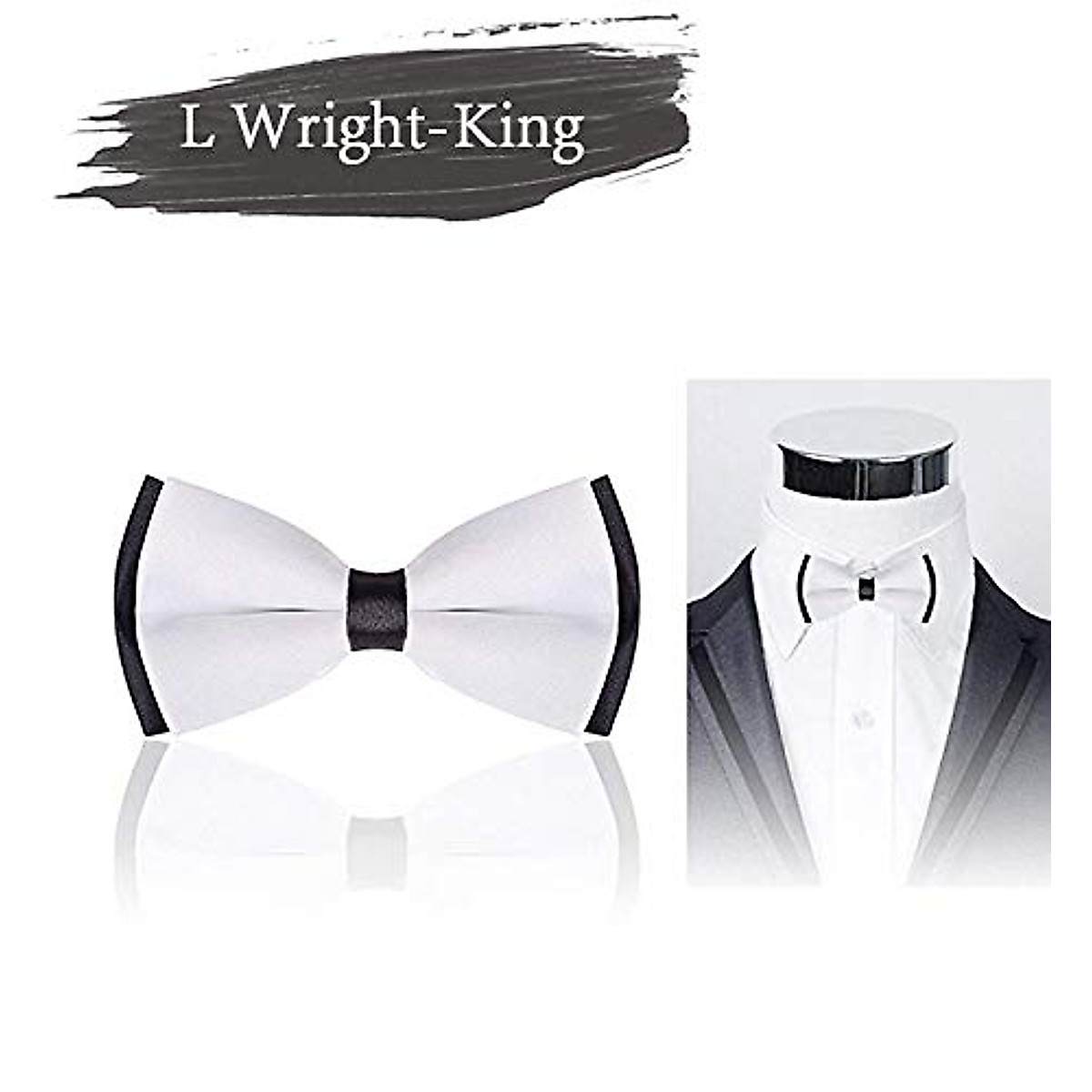 L Wright-King Mens Classic Pre Tied Satin Formal Tuxedo Bowtie Adjustable Black Video Game