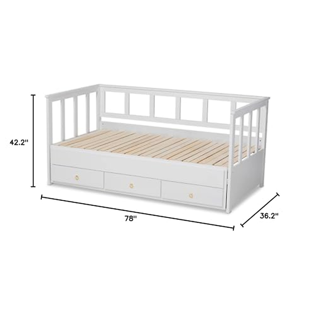 Baxton Studio Kendra Modern and Contemporary White Finished Expandable Twin Size to King Size Daybed with Storage Drawers