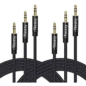 3 Pack Aux Cord, Aux Cable Braided [3.3ft/1M,Hi-Fi Sound], 3.5mm Audio Cable Male to Male Stereo Audio Aux Cord Compatible with Car/Echo/Headphones/Home Stereos/Speaker/Smartphones, Fits Most Aux Port