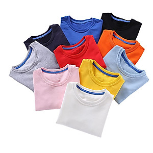 HDLEXD Unisex Toddler Kids Long Sleeve Thin Pullover Sweatshirt Boys Girls Cotton Crewneck Solid Sport T-Shirt Tops Blouse White 12 Months