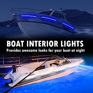 Obcursco Blue Pontoon Led Boat Lights, Waterproof Boat Light for Night Fishing, Boat Interior Lights, Marine Deck Light, Courtesy Lights for Fishing Boat, Yacht, Bass Boat and Jet Ski