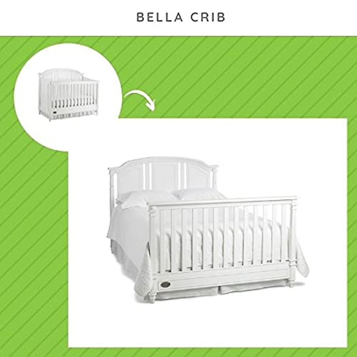 Full-Size Conversion Kit Bed Rails for Dolce Babi Cribs | Multiple Finishes Available (Snow White)
