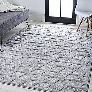 JONATHAN Y IBZ102C-8 Talaia Neutral Geometric Indoor Outdoor Area-Rug Bohemian Geometric Easy-Cleaning Bedroom Kitchen Backyard Patio Porch Non Shedding, 8 X 10, Light Gray