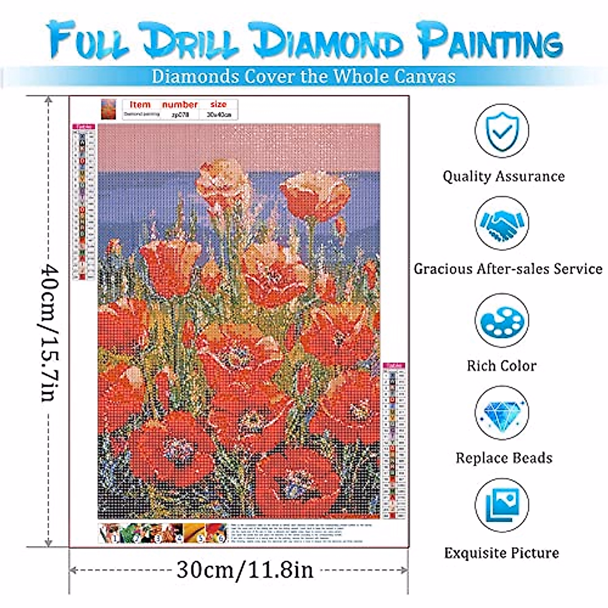 PJOESL Diamond Painting Kits for Adults - Flower Diamond Art DIY 5D Full Round Drill Crystal Rhinestone Arts and Crafts - Gem Art Paint with Diamond Dots Home Wall Decor 11.8x15.7inch
