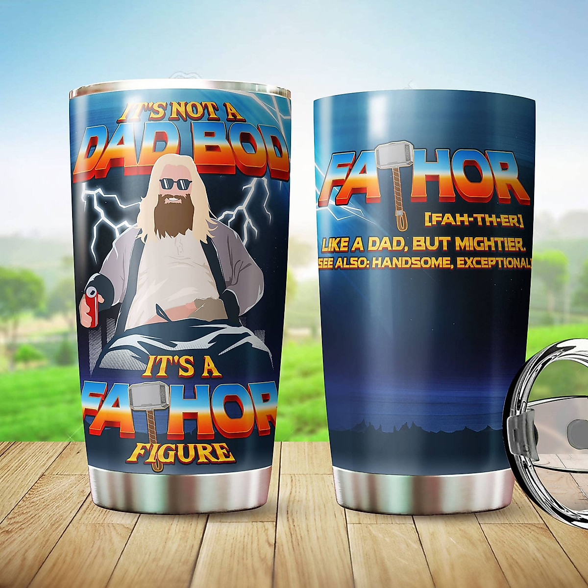 Kozmoz Inspire It's Not A Dad Bod It's A Fathor Figure Father's Day Gift From Daughter, Son Wife Christmas Gifts For Dad Birthday Gift Tumbler 20oz