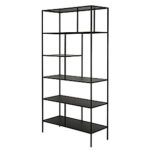 Henn&Hart 72" Tall Rectangular Bookcase in Blackened Bronze, Table for Living Room, Bedroom