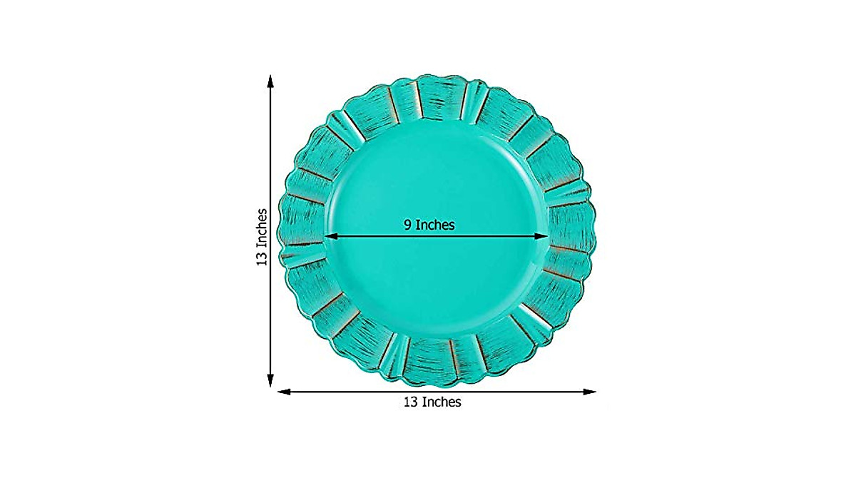Elegant 13-Inch Turquoise Gold Charger Plates for Weddings & Events