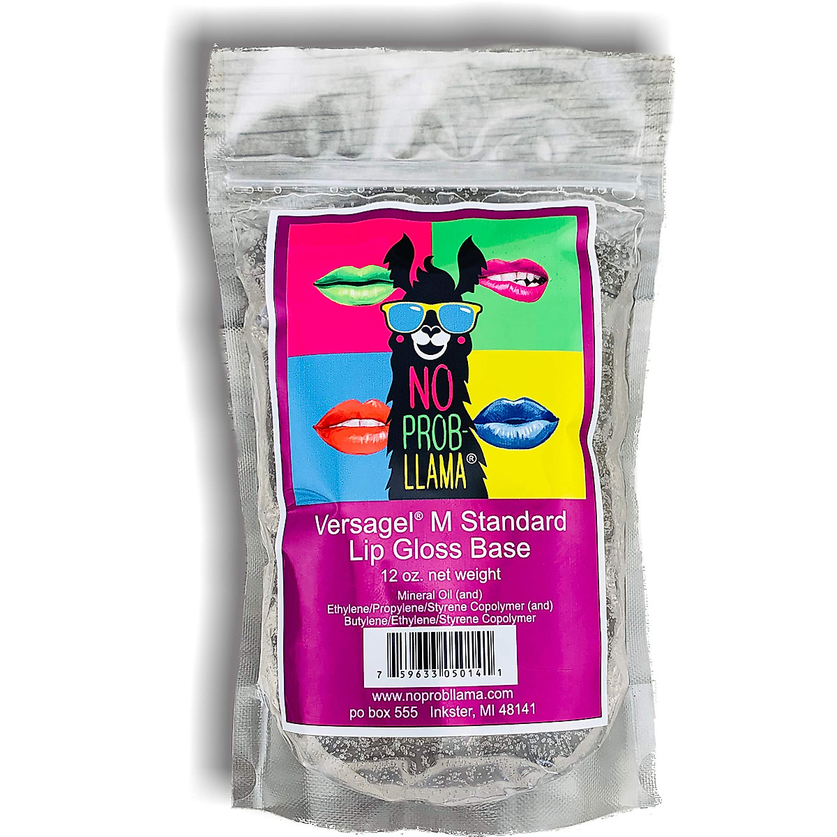 No Prob-Llama Lip Gloss Base | Clear Versagel Base for DIY Lip Gloss, Made in USA 12 oz Mineral-Oil-Based