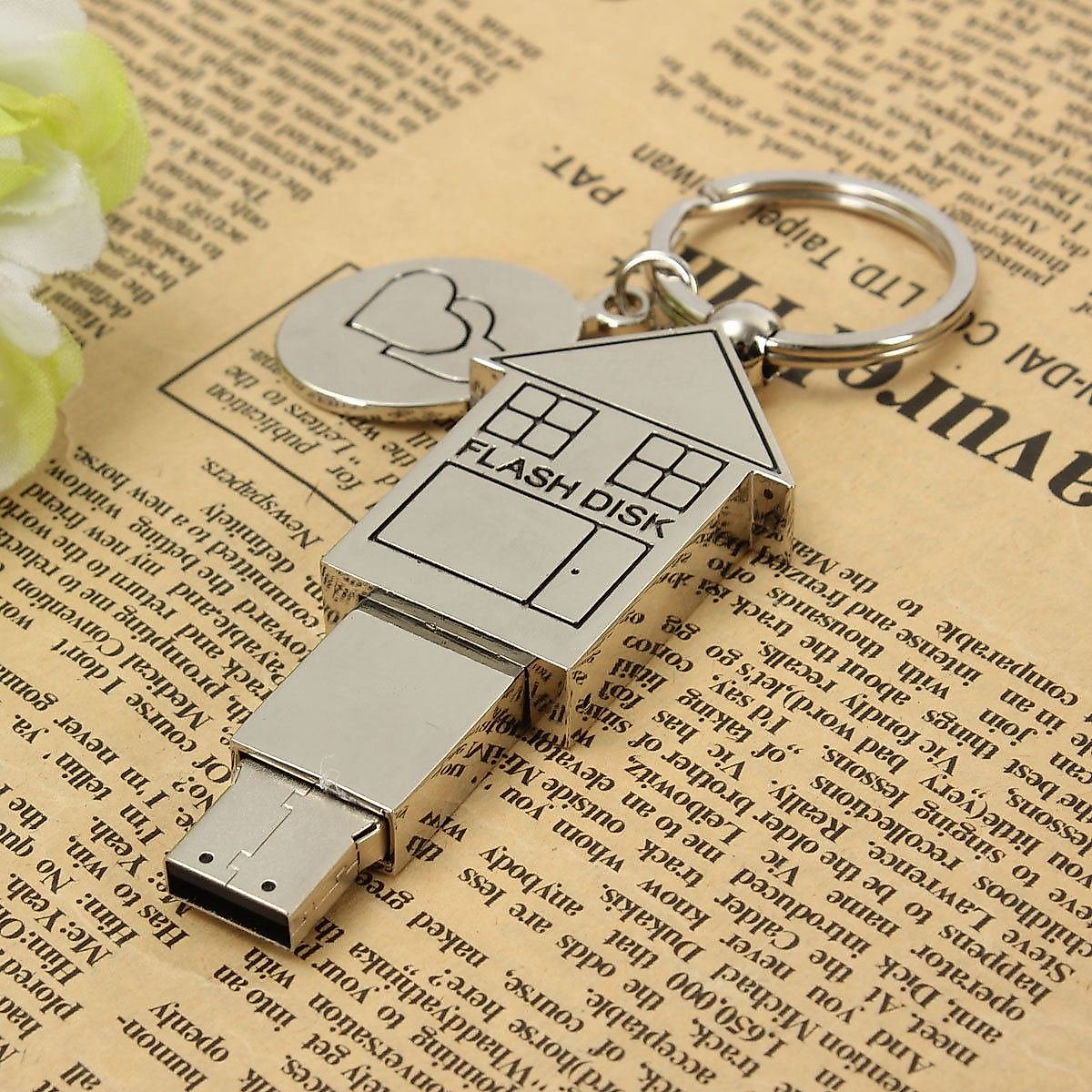 32GB Mini Metal Silver House Design USB 2.0 Flash Stick Memory Drive Storage