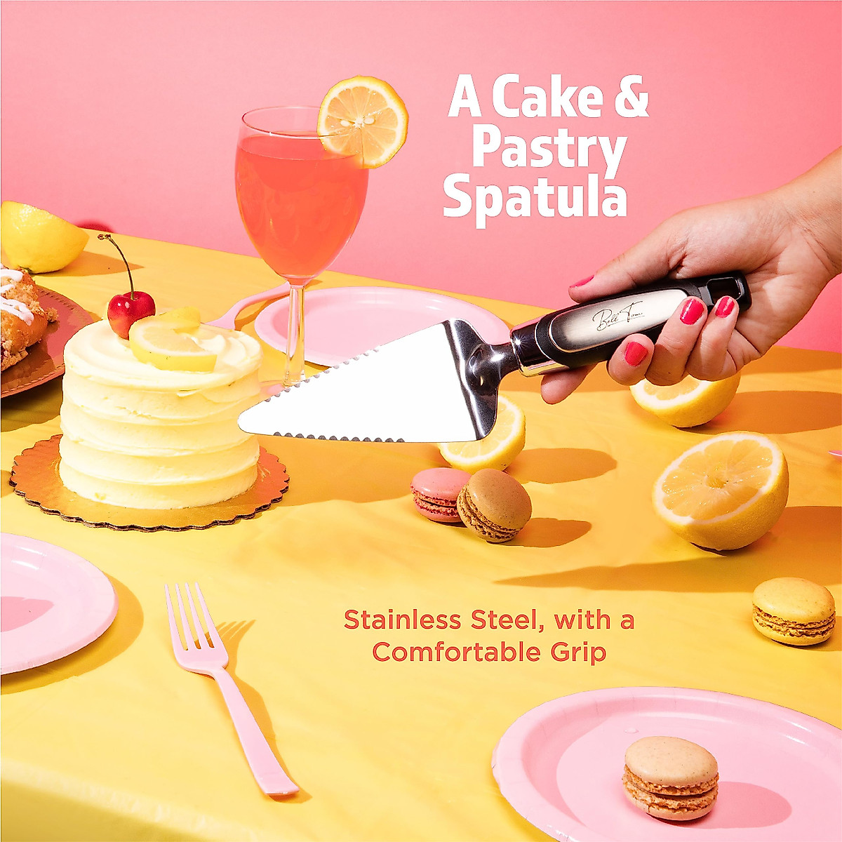 BellTom Premium Gourmet Pie Server. A Cake and Pastry Spatula - Strong Stainless Steel Cake Slicer and Pie Cutter. Our Pie Servers look great too. BellTom metal pie knife for serving a perfect slice.