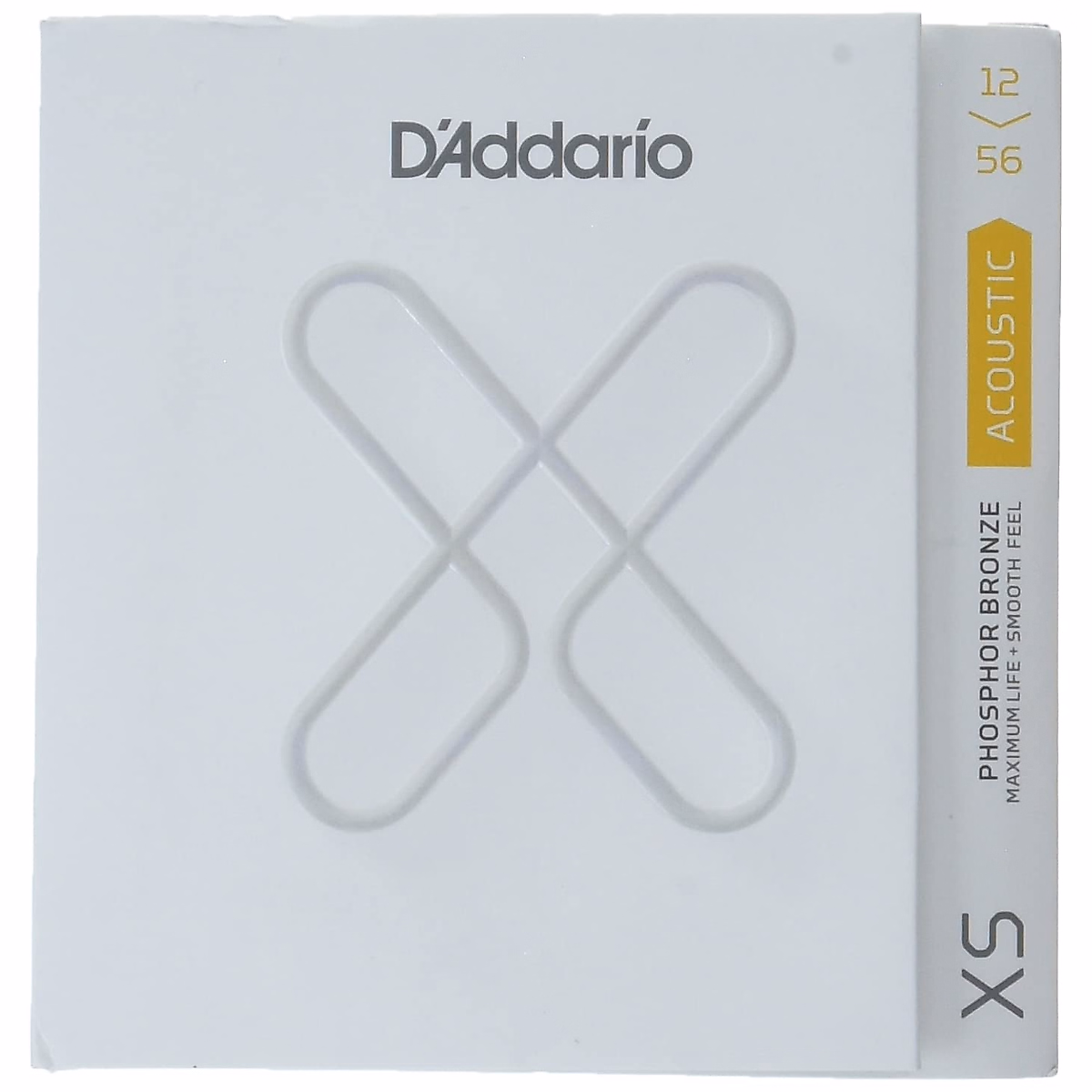 D'Addario Guitar Strings - XS Phosphor Bronze Coated Acoustic Guitar Strings - XSAPB1256 - Maximum Life with Smooth Feel & Exceptional Tone - For 6 String Guitars - 12-56 Light Top/Medium Bottom