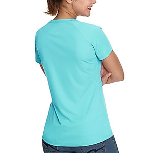 BALEAF Women's UPF 50+ UV Protection Shirts Short Sleeve T-Shirts SPF Sun Shirts Quick Dry Outdoor Performance Tops Blue Size M