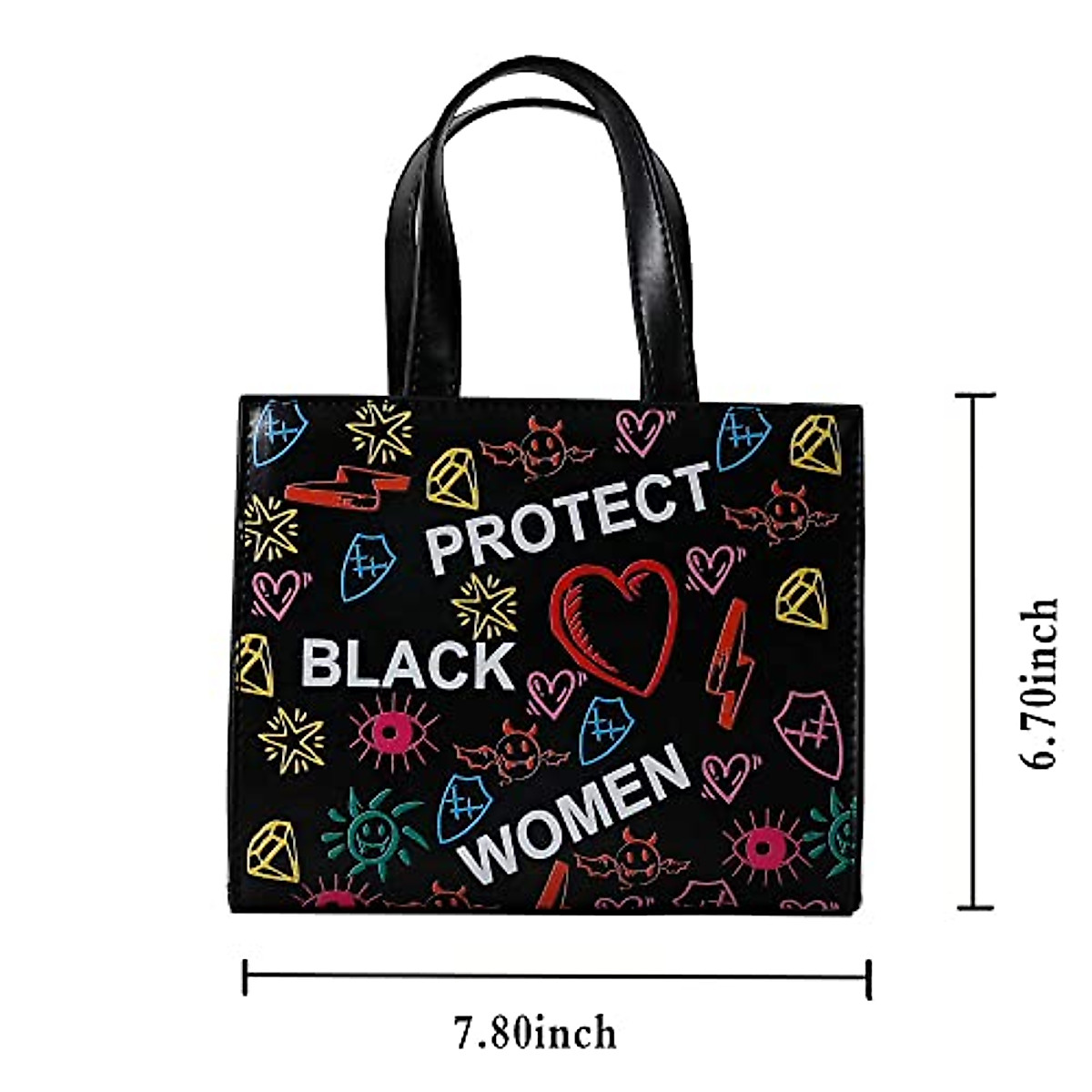 AyTotoro Fashion Protect Black Women graffiti Purses Tote Bag PU Leather Top Handle Handbag Shoulder Bag Crossbody(black)