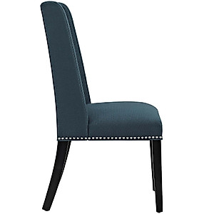 Modway MO- Baron Modern Tall Back Wood Upholstered Fabric, Dining Chair, Azure