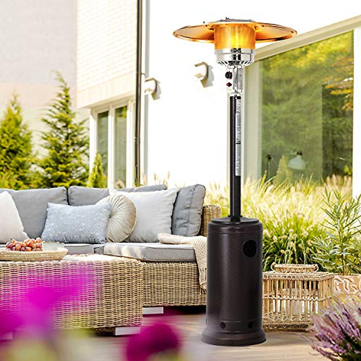 Patiomore Outdoor Propane Heater Patio Tall Standing Heater, 48000 BTU, Smooth Black