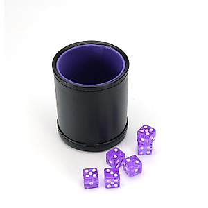 Harbor Loot Purple Dice Shaker Cup Complete with Matching Dice Set of Six Purple Translucent Dice