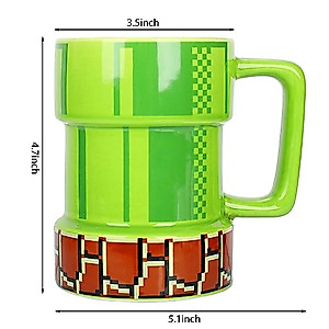 Kriymd Gamer Pipe Ceramic Tea Coffee Cup Mug Collectible 15 Oz Ounces (Warp Pipe Mug) Kid Birthday Party Gift