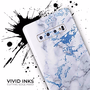 DesignSkinz Marble & Digital Blue Frosted Foil V5 Protective Vinyl Decal Wrap Skin Cover Compatible with The Samsung Galaxy S20 (Screen Trim & Back Glass Skin)