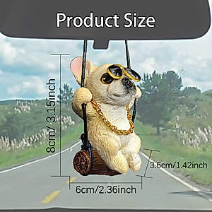 Zufoty French Bulldog Car Hanging Ornament, Mirror Accessories, Interior Decor for Men & Women
