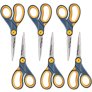 Westcott ‎17597 8-Inch Non-Stick Titanium Scissors For Office and Home, Blue/Gray, 6 Pack