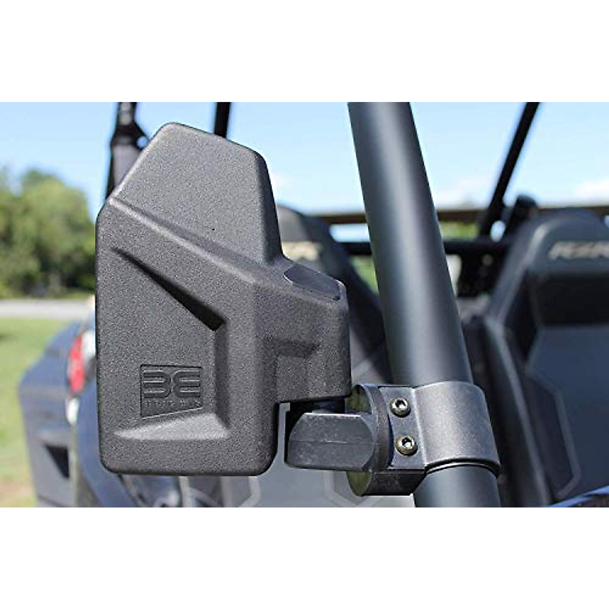 Bevel Engineering UTV Rear View Side Mirror Kit (2 Pack) - Compatible With 1.6" - 2" Round Roll Cage Bar - Break Away & Adjustable - High Impact Shatter Proof Tempered Glass (Driver & Passenger Side)