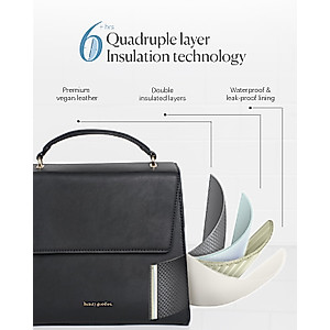 Insulated Lunch Bag Women, Cute Lunch bags for Work, Adult Lunch Tote Lunchbag, Lunch Pail Modern Lunch Bags for Women, Nurse Lunch Bags, Black Designer Lunch bags for Women, Teacher Lunch Bag Fancy