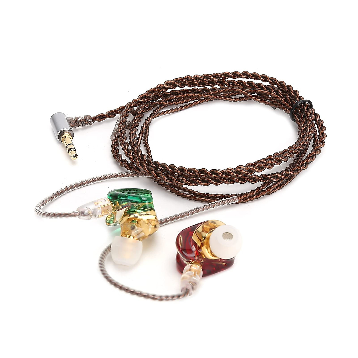 TQKLSM Wired Headset in-Ear Headset Resin Dynamic Earbuds HiFi Monitor Earbuds Wired Headset E-Sports DIY Gaming Earphone(GreenRed)