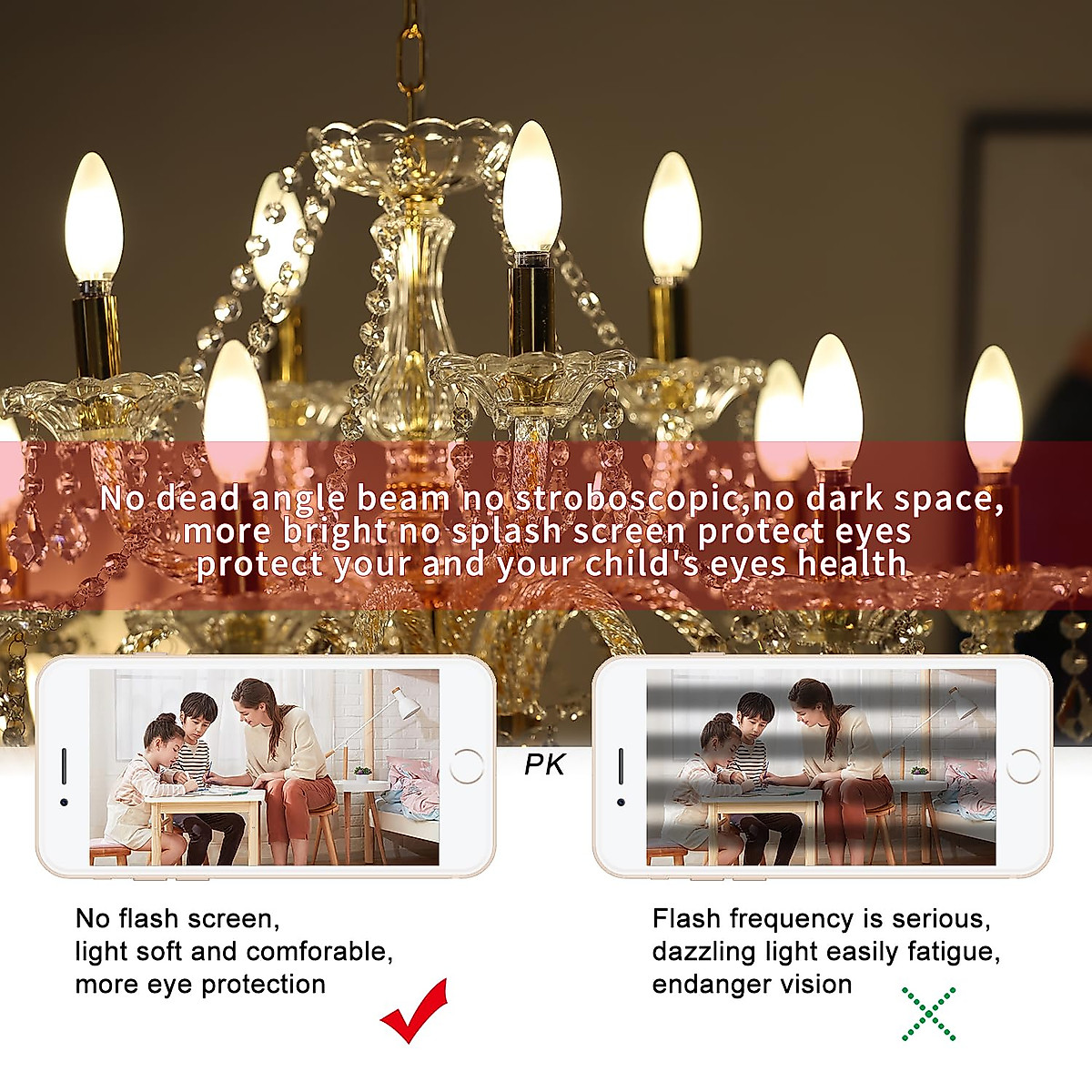 OMAYKEY 6W Dimmable LED Candelabra Bulbs 60W Equivalent 600 Lumens, 3000K Soft White E12 Candelabra Base, Vintage Edison Style B11 / C35 Milky White Glass LED Filament Chandelier Light Bulb, 10 Pack