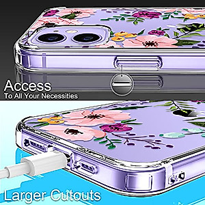 GiiKa for iPhone 12 Mini Case with Screen Protector, Clear Full Body Shockproof Protective Floral Girls Women Hard Case with TPU Bumper Cover Phone Case for iPhone 12 Mini, Small Flowers