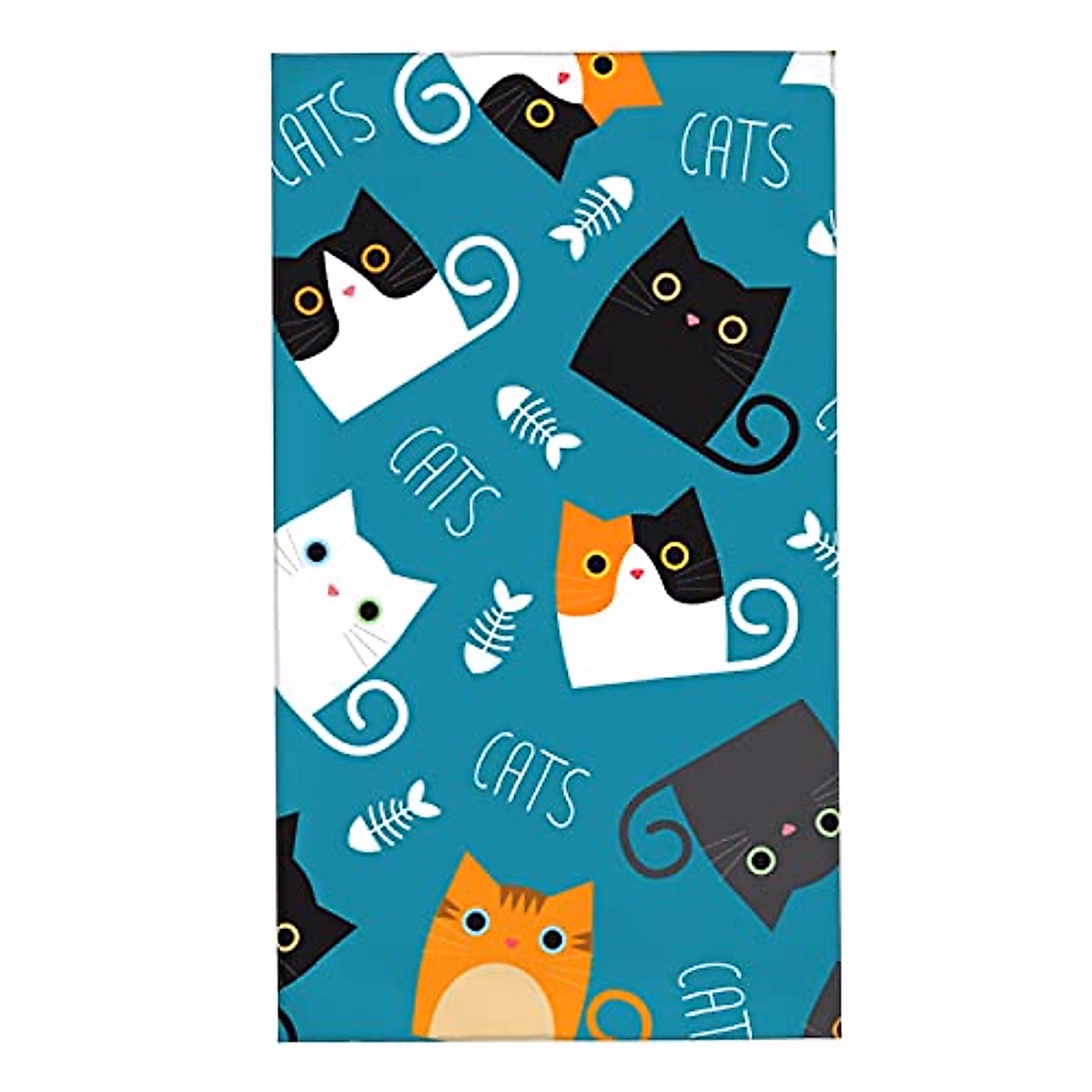 Perinsto Funny Cats Hand Towel Cute Cartoon Design Decorative Fingertip Towels Multipurpose for Bathroom Kitchen Gym and Spa, 27.5" X 15.7"