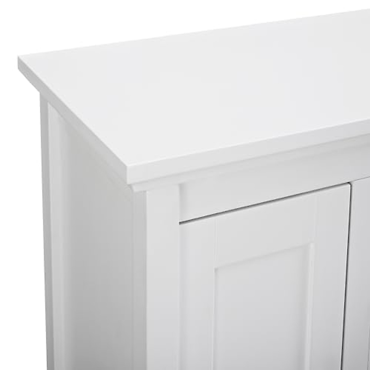 Walker Edison Wood Universal TV Stand with Storage Cabinets for TV's up to 58" Flat Screen Living Room Entertainment Center, White, White