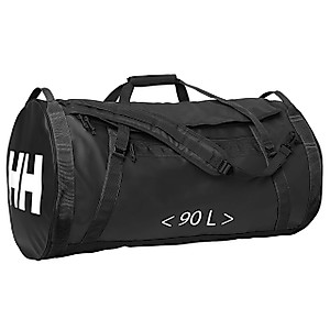 Helly-Hansen unisex-adult Unisex HH Duffel Bag 2 Packable Bag with Optional Backpack Straps, 990 Black, 90L (Large)