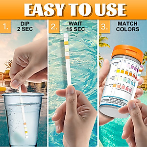 Pool and Hot Tub Test Strips - Medical-Grade Precision 3-1 4-1 7-1 Pool Test Kit - Testing pH, Free Chlorine(Bromine), Total Alkalinity & Cyanuric Acid and So on - Pool Water Test Kit