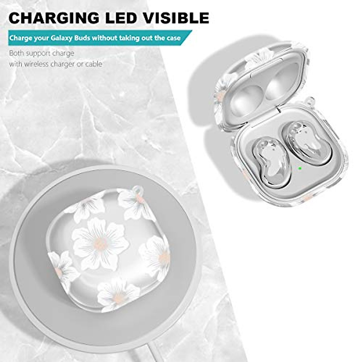 Youtec Galaxy Buds 2 Case, Galaxy Buds Pro Case, Galaxy Buds Live Case, Soft Shockproof Protective Case Cover Skin with Keychain for Women Men Compatible with Glaxy Buds Live 2020/Pro 2021/Buds 2 2021