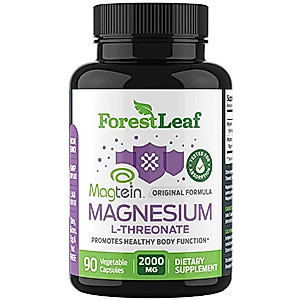 Magnesium L-Threonate Capsules - 2000mg Original Magtein Formula - Patented & Clinically Studied Magnesium Supplement for Focus, Memory, Brain & Sleep Support, Mag Threonate for Women & Men (90 Count)