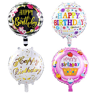Happy Birthday Aluminum Foil Balloons (50-Pieces) Helium Floating Mylar Balloon Party Decoration Supplies - 18 Inches Round Inflatable Balloons