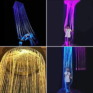 AMKI 6W RGBW Fiber Optic Curtain Light Kit, Bluetooth Waterfall Curtain Light for Window Kid Children Sensory Room Home Decoration with Flash Point Fiber Optic Cables 200strands 0.03in/0.75mm 6.5ft/2m