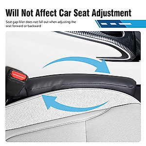 VAWIT Leather Car Seat Gap Filler Universal Fit Organizer for Most Cars Trucks SUVs Stop Things from Dropping, Pack of 2, Black