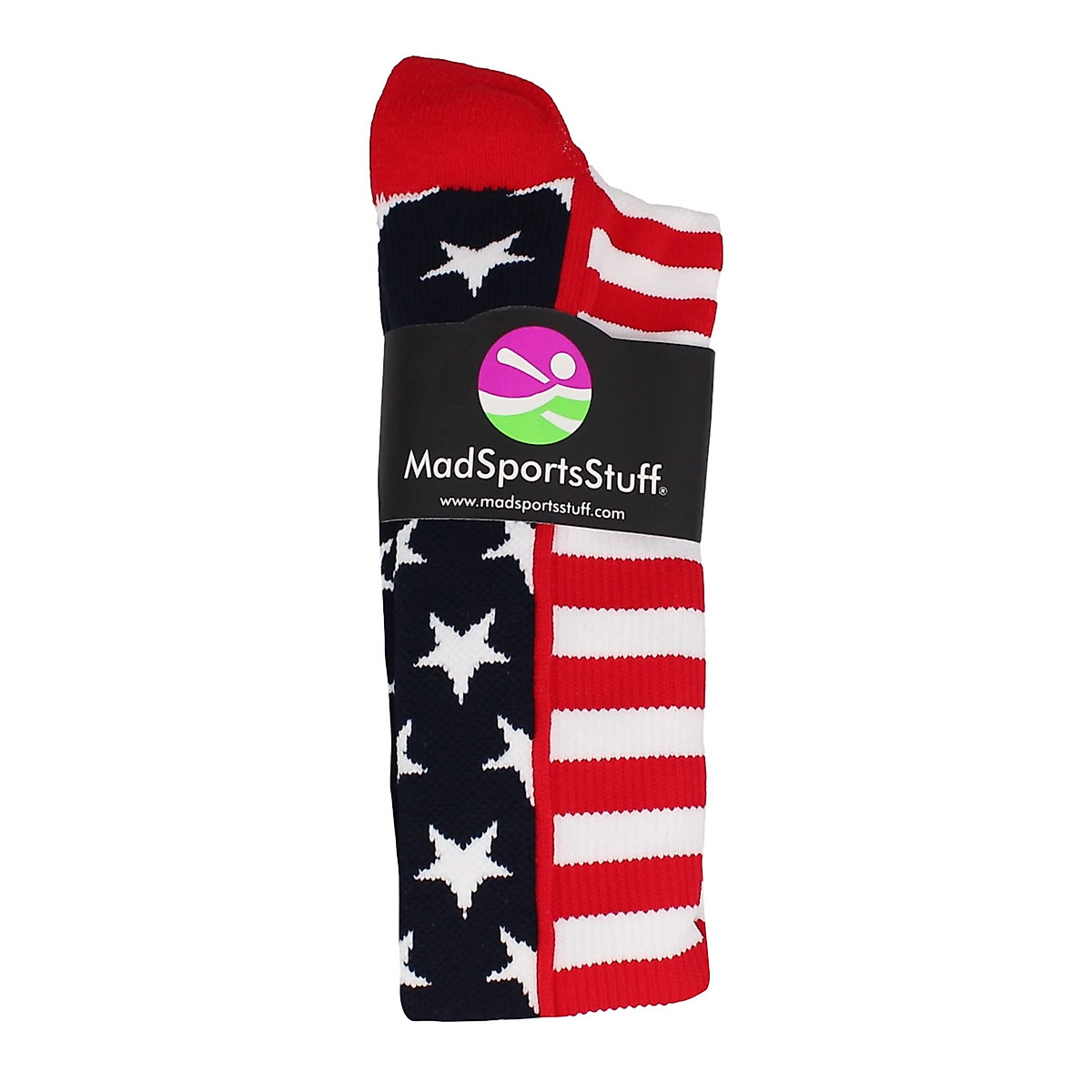 USA American Flag Stars and Stripes Over the Calf Socks (Navy/Red/White, Large) - Patriotic Knee High Socks for Softball, Baseball, Football, Soccer & More - Patriotic Sports Socks
