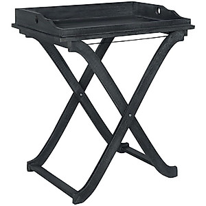 SAFAVIEH PAT6716K Outdoor Collection Covina Dark Slate Grey Tray Table