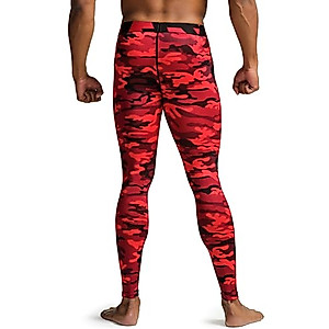 TSLA Men's Compression Pants - Cool Dry Athletic Sports Workout Running Tights Leggings Baselayer, 3pack Tights Camo Black/Camo Grey/Camo Red, Medium