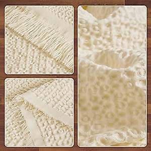 ZonLi Throw Blanket 57 x75 inch Breathable Waffle Weave Throw Blanket for Couch and Bed Versatile Cozy Blanket with Fringes Moderate Thickness and Suitable for Indoor & Outdoor (Beige)
