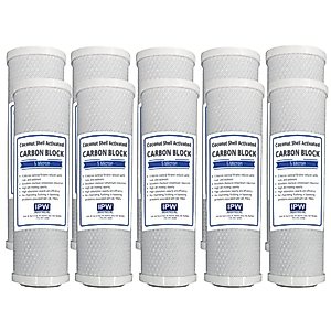 10 PACK 10" Carbon Block COCONUT SHELL Filter Cartridge, 9-3/4" x 2-7/8", 5 Micron Replacement Water Filters