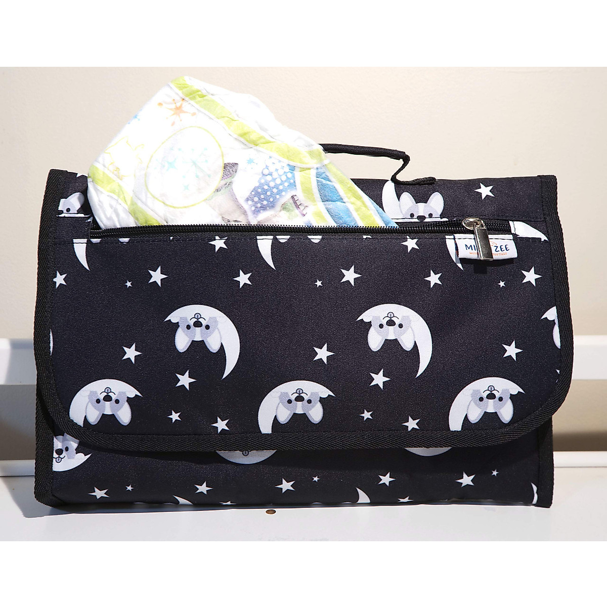 Mista Zee Baby Changing Pad with Diaper & Wipe Pockets - Car Diaper Changing Pad - Waterproof Easy to Clean & Foldable - Unisex Portable Changing Pad for Infant Girls & Boys