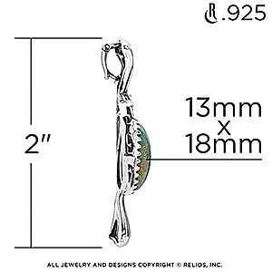 American West Jewelry Sterling Silver Women’s Pendant Enhancer Green Turquoise Gemstone Squash Blossom & Naja Crescent Moon Design